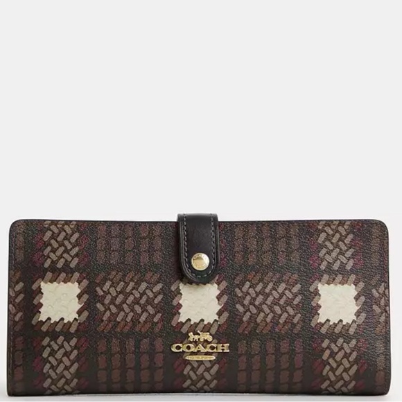 Coach | Bags | Coach Slim Wallet With Brown Plaid Print Nwt Sold Out ...